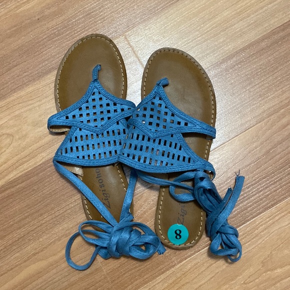 Zigi Soho | Shoes | Zigi Soho Blue Suede Sandals With Ankle Tie Laces ...